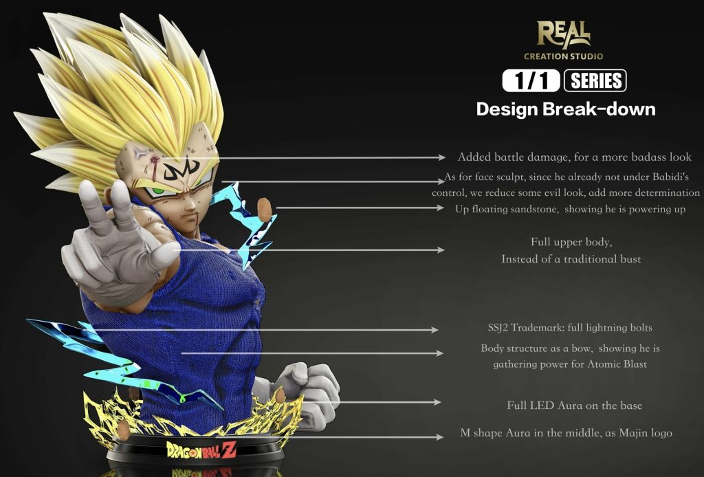 Dragon Ball Real Creation Studio Majin Vegeta Atomic Blast Resin Statue ...