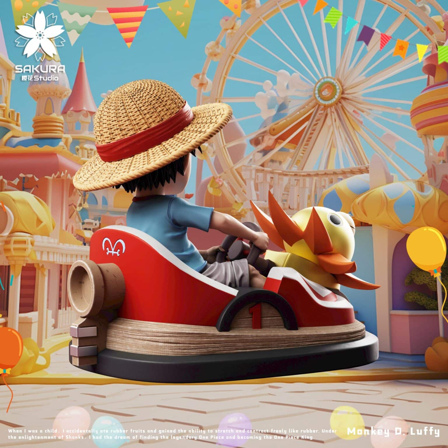 One Piece Sakura Studio Bumper Car Luffy Resin Statue - Kaioland