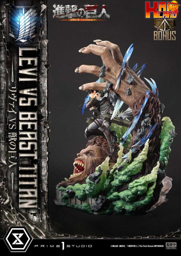 Attack On Titan Prime 1 Studio Levi Vs Beast Titan Licensed Resin Statue - Kaioland