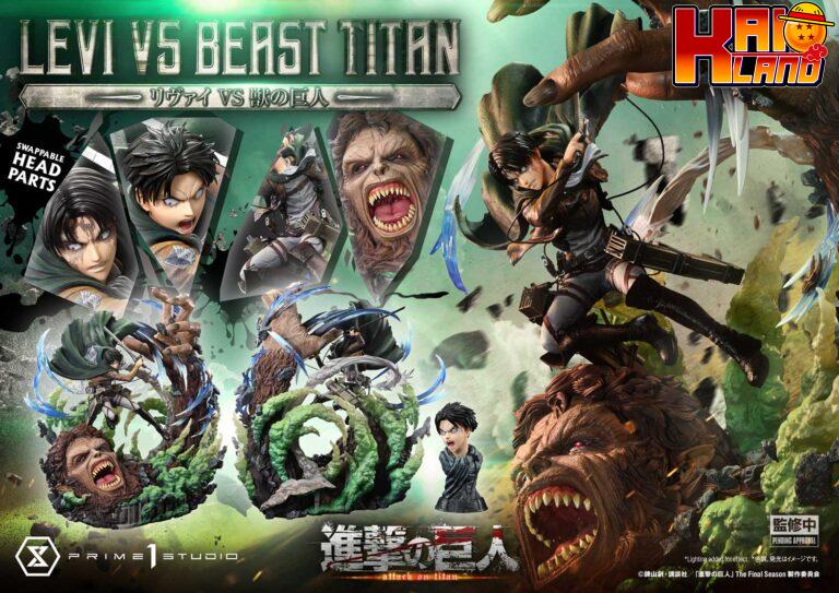Attack On Titan Prime 1 Studio Levi Vs Beast Titan Licensed Resin ...