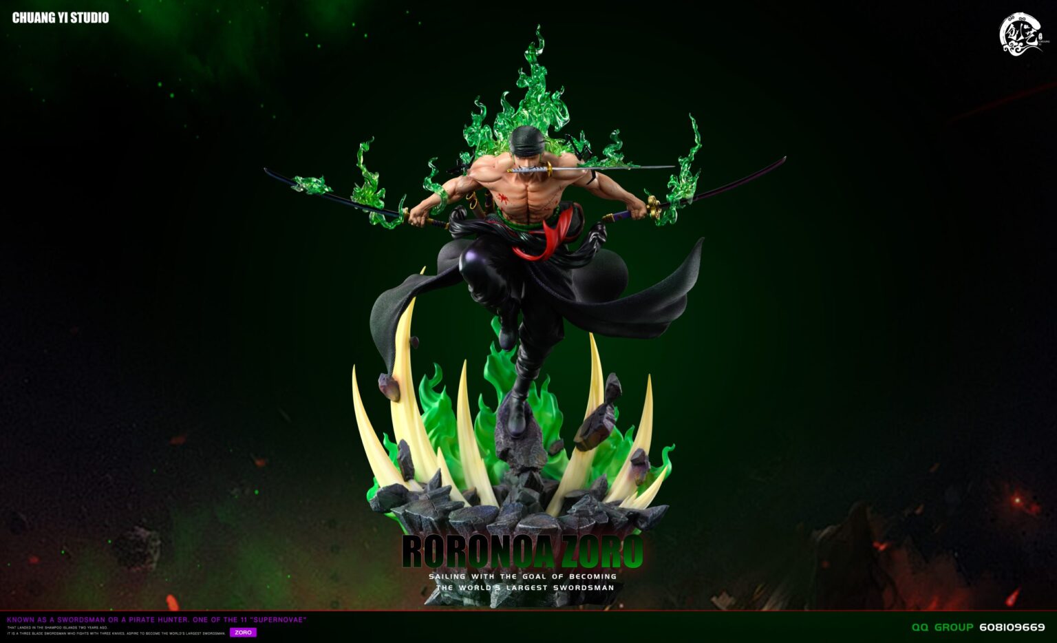 One Piece ChuangYi Studio Purgatory Demon Slash Zoro Resin Statue ...