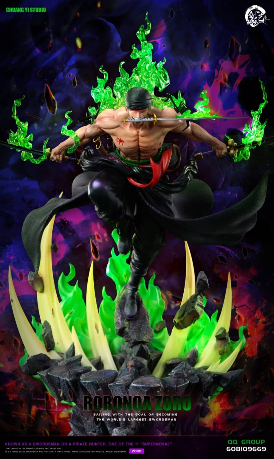 One Piece ChuangYi Studio Purgatory Demon Slash Zoro Resin Statue ...