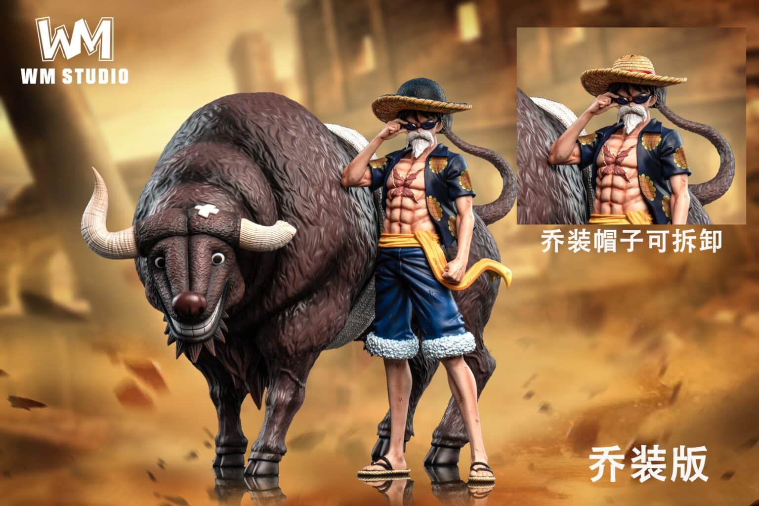 One Piece WM Studio Monkey D Luffy X Fighting Bull Resin Statue - Kaioland