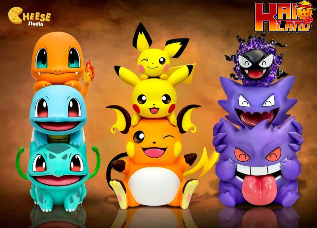 Pokemon Cheese Studio Evolution Of Pikachu Set Jenga Resin Statue ...